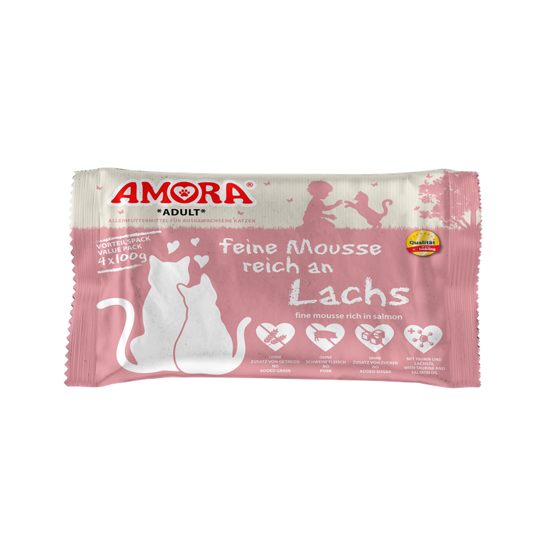 AMORA Cat PB Flowpack feine Mousse reich an Lachs 4x100g günstig kaufen